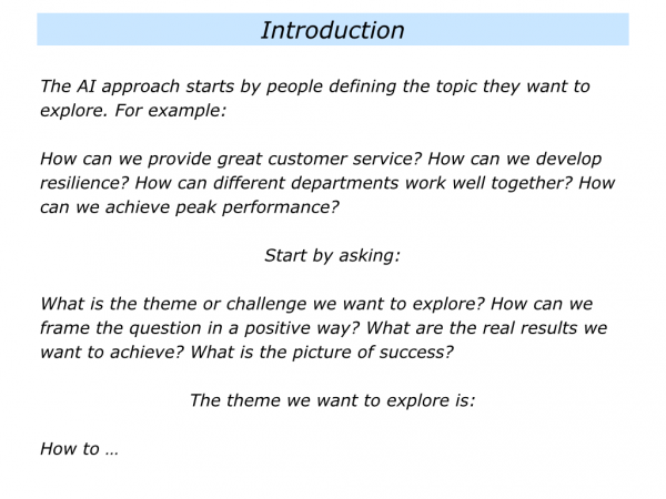 The Appreciative Inquiry Approach - The Positive Encourager