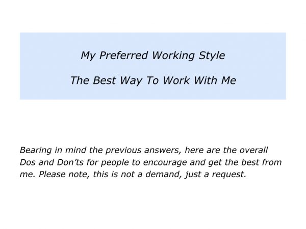The Encouraging Team Members To Share Their Preferred Working Styles ...