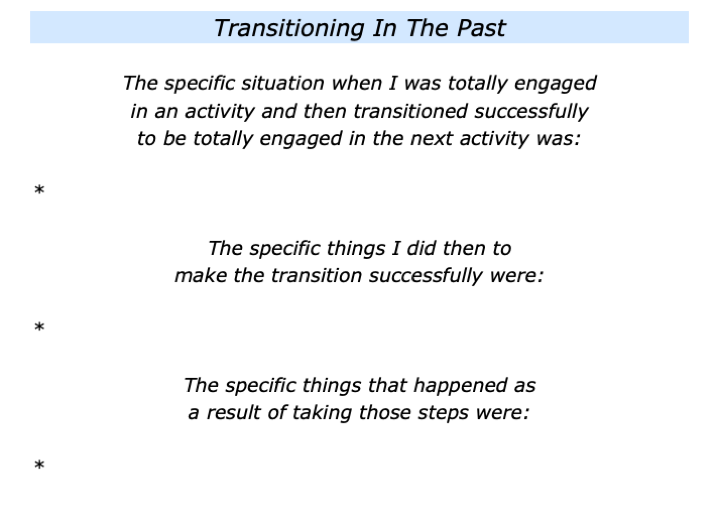 The Managing Transitions Between Activities Approach - The Positive ...