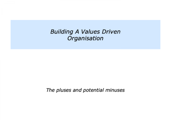 The Values Driven Organisation Approach - The Positive Encourager
