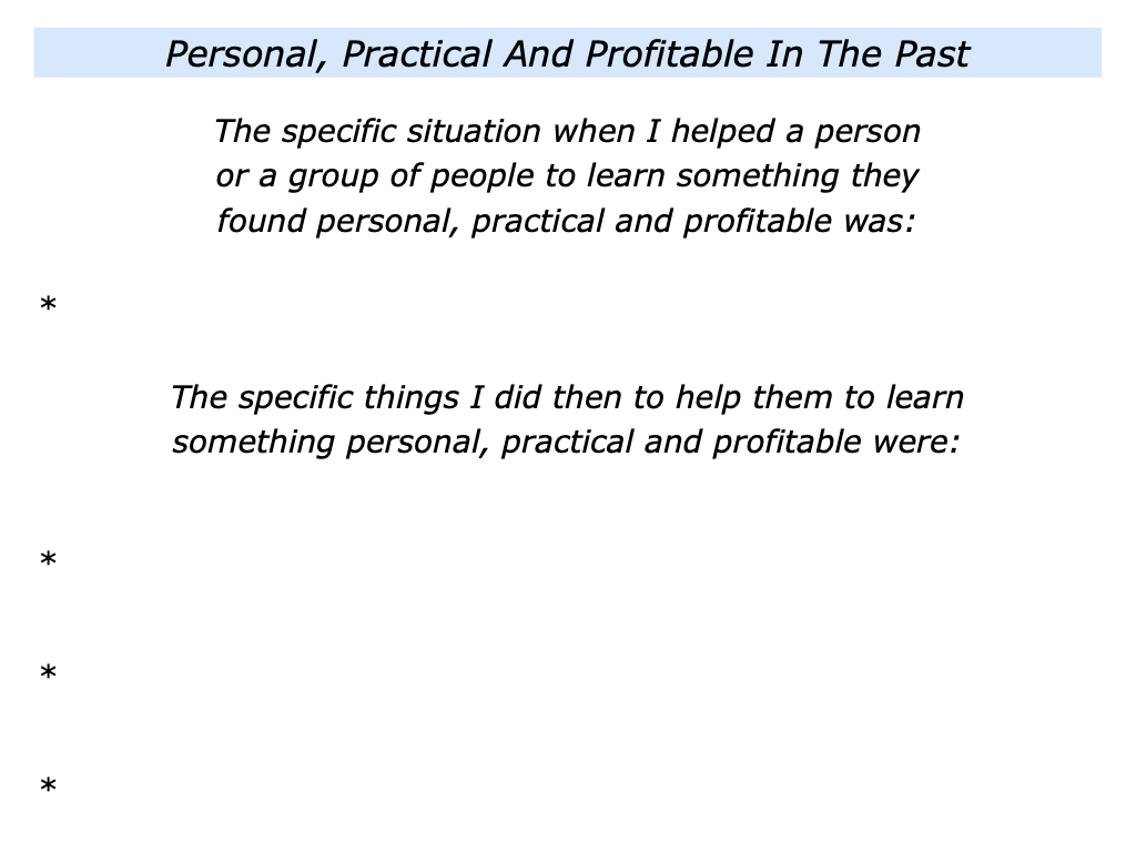 The Making Learning Personal, Practical And Profitable Approach - The ...