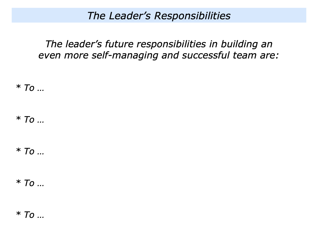 The Building A Self-Managing Team Approach - The Positive Encourager