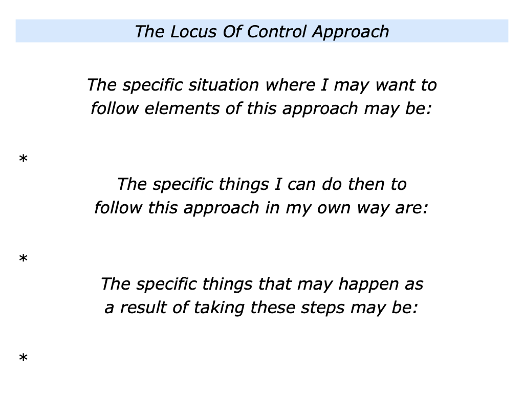 The Locus Of Control Approach - The Positive Encourager