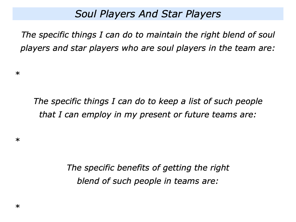 The Soul Players And Star Players Approach - The Positive Encourager