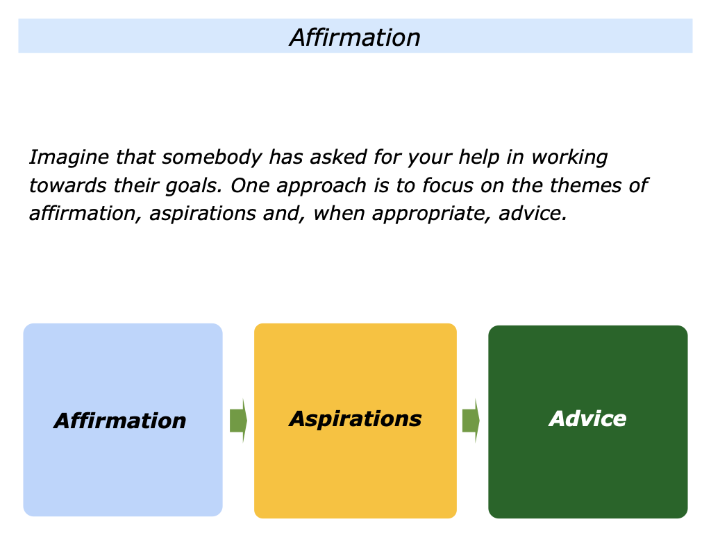 The Affirmation, Aspirations And Advice Approach - The Positive Encourager