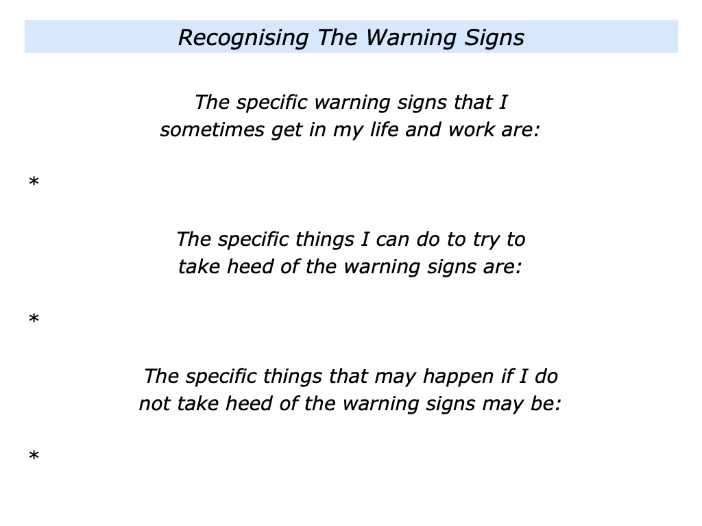 The Recognising Warning Signs Approach - The Positive Encourager