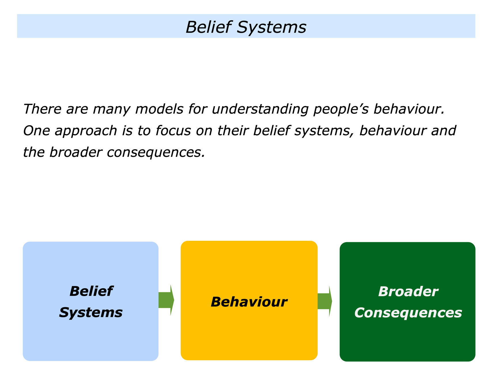 The Belief Systems, Behaviour And Broader Consequences Approach - The ...